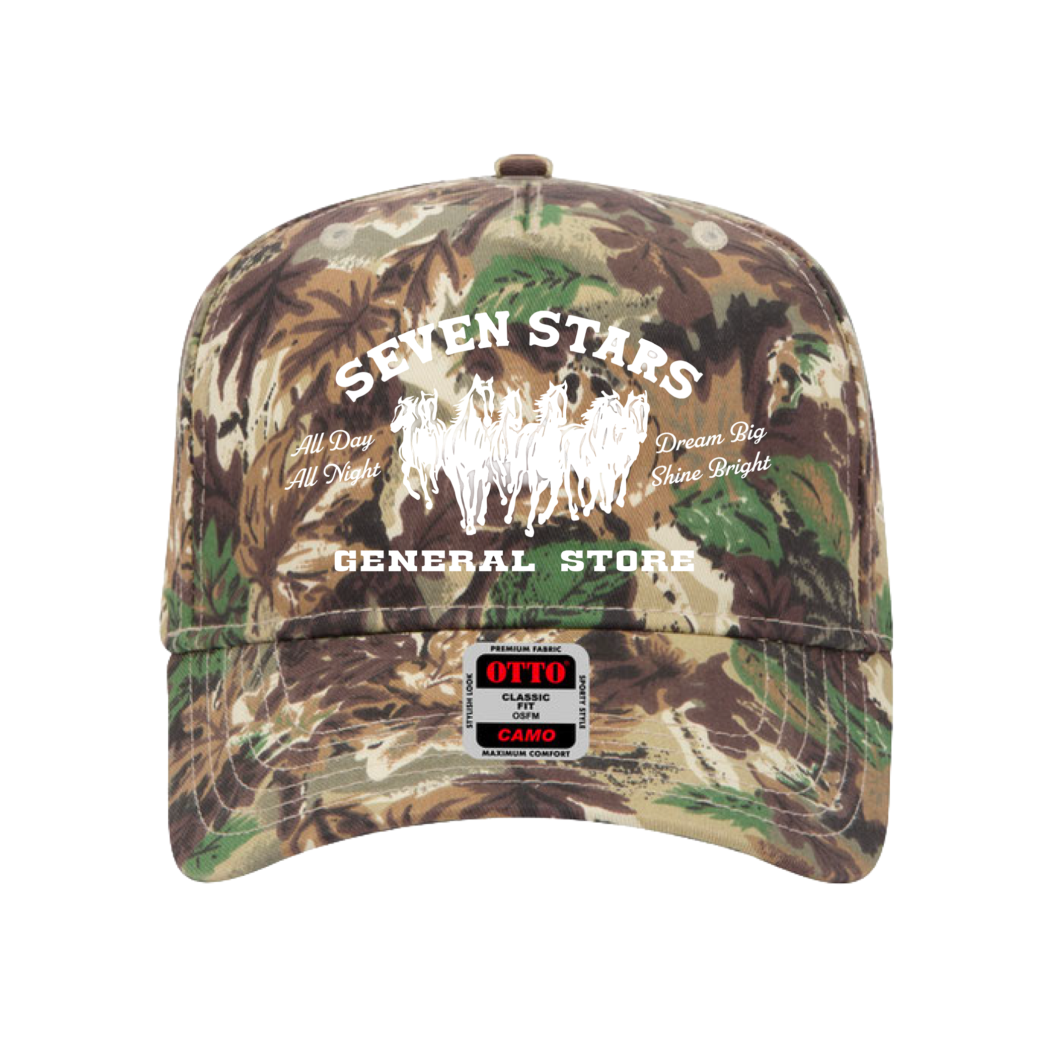 7SGS Embroidered Snapback Hat in Leafy Camo – Seven Stars General Store ...
